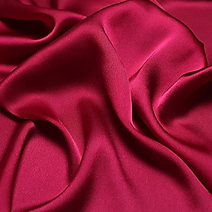 ANDANTINO 100% Pure Mulberry Silk Square Scarf for Hair-27''x27''- Women Men Natural Silk Neckerchief Digital Printed Headscarf (Red-Solid Color)