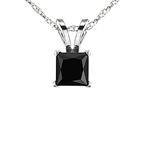 Dazzlingrock Collection 0.50 Carat (ctw) 10K Princess Black Diamond Ladies Solitaire Pendant 1/2 CT, White Gold