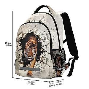Sletend Durable Kids Backpack Boys Girls Elementary School Bags Tiger Animal School Book Bags for Teens Kindergarten Sturdy Lightweight Travel Gifts, Personalized Prints Student School Bag