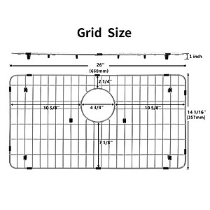 MONSINTA Stainless Steel Sink Grid and Protectors for Bottom of Kitchen Sink, 26" x 14" with Rear Drain for Single Sink Bowl