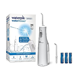 Waterpik Cordless Water Flosser, Battery Operated & Portable for Travel & Home, ADA Accepted Cordless Express, White WF-02