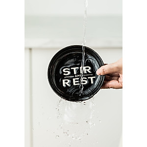 Miamolo Spoon Rest for Stove Top, Kitchen Decor for Farmhouse, Cooking Ladle/Spatula/Spoon Holder, Utensil Rest for Countertop Deep Tray Prevent for Spill Black and White 5 inch as Christmas Gift