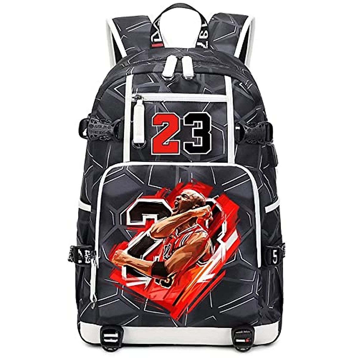 ELFJE Basketball Player J-ordan Individualized Laser Mechanical Style Laptop Multifunction Backpack Travel Daypack Fans Bag