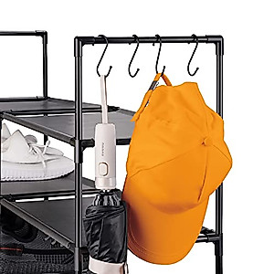 NiHome 3-Tier Shoe Rack Sturdy Durable Metal Shoe Organizer 12 Pairs Space Saving Shoe Tower Shoe Stand Shoe Shelf Non-Woven Fabric for Closet Hallway Entryway Living Room Bedroom (Black)