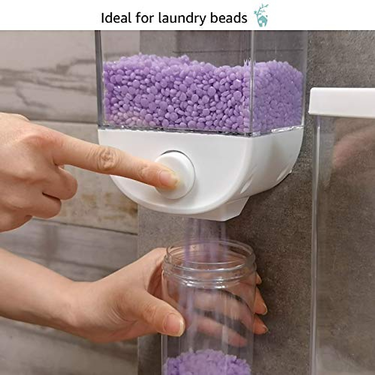 Wall-mounted Cereal Container Dispenser,Baffect Laundry Beads Dispenser Plastic Airtight Storage Containers Sealed Can for food Rice Candy Beans(1000ML 2PC)