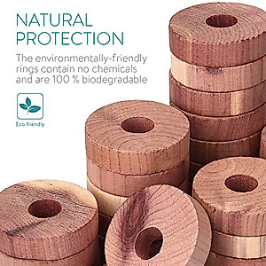 Navaris Cedar Wood Hangers - Set of 45 Natural Cedarwood Clothes Rings - Pack of Wardrobe, Drawer, Storage Freshener Blocks