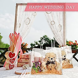 Sabary 12 Bridesmaid Gift bags I Do Crew Bachelorette Bags Plastic Clear Gift Bags with Handles for Wedding Party Favor Team Bride Shower Gift Bag (Crew, 11.8 x 9.8 x 3.9 Inch)