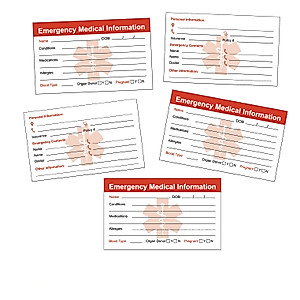 RXBC2011 Emergency Medical Information ID Card Pack of 5
