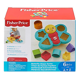 Fisher-Price Butterfly Shape Sorter, baby blocks activity toy for ages 6 months and older