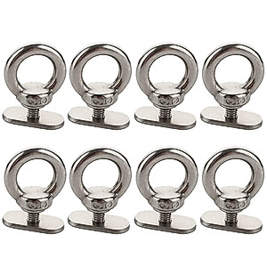 VTurboWay 8 Pack Full 316 SS, Track Mount Tie Down Eyelet, Hold Bungee Cord or Ropes Up to 0.6", Marine Hardware