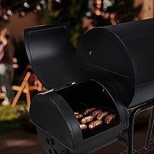 Royal Gourmet CC1830R 30-Inch Barrel Charcoal Grill with Offset Smoker, 811 Square Inches Cooking Area in Total for Outdoor Garden Patio and Backyard Cooking, Black