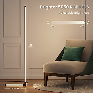 SUGUNING Corner Lamp, Light, Led Floor RGB Light Bar with Remote and App, Modern Minimalist Lit Lamp for Bedroom Living Room, Multi Lighting Modes
