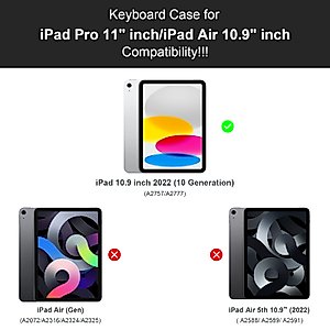 ALIWLHOF Case with Keyboard iPad 10th Generation (10.9", 2022),Keyboard Case for iPad 10.9" 10th Gen, 7 Colors Backlit Keyboard Case with Pencil Holder-Detachable Bluetooth Keyboard Case