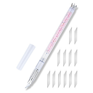 Exacto Knife Set, Bling Hobby Knife Pen with Blade Refills, Craft Cutting Tools for Scrapbooking Stencil Washi Tape Sticker Cutter, Pink