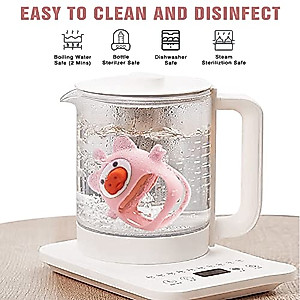 MQGX Baby Teething Toys, Silicone Teether Toys for Babies 0-6 Months Never Drop Pig BPA Free Chew Toys (Water Red)