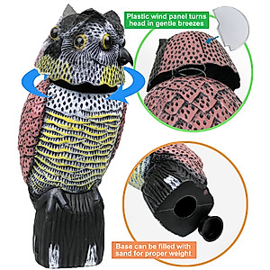 Galashield Owl Decoy to Scare Birds Away Scarecrow Fake Owl with Rotating Head (2 Pack)