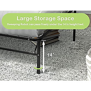 Ckofgdsue 14 Inch High Full Size Bed Frame Foldable Easy Assembly Platform Bed with Steel Slat Support & Storage Space for Bedroom Camping Tent Noise Free Metal Bed Frame Full No Box Spring Needed