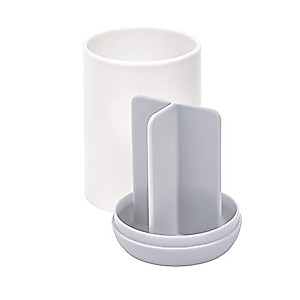 iDesign Cade Holder, Holds Normal Toothbrushes, Spin Brushes, and Toothpaste, 3" x 3" x 4. 5", Matte Black & Cade Holder, Holds Normal Toothbrushes, Spin Brushes, and Toothpaste-White and Gray