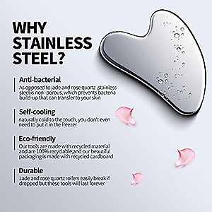 Stainless Steel Gua Sha Tool - Gua Sha Massage Tool, for Facial Microcirculation/Removes Toxins/Prevents Wrinkles/Boost Radiance of Complexion - 100% Authentic & Genuine Stainless Steel