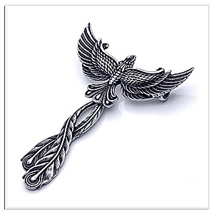 Xusamss Punk Titanium Steel Huge Phoenix Pendant Animal Necklace