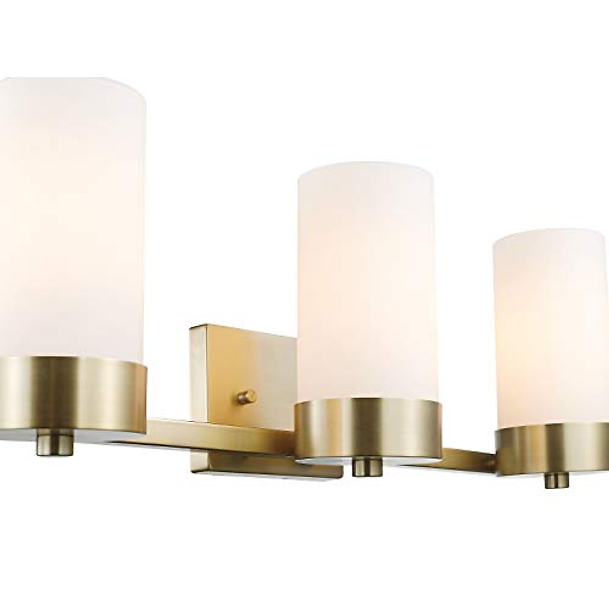 Globe Electric 51616 Marcie 3-Light Vanity Light, Matte Brass, Frosted Glass Shades