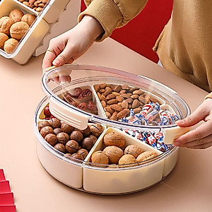 Lumista Divided Serving Tray with Lid, 5 Compartment Food Storage Containers, Picnic Serving tray for Home, Kitchen, Work and School