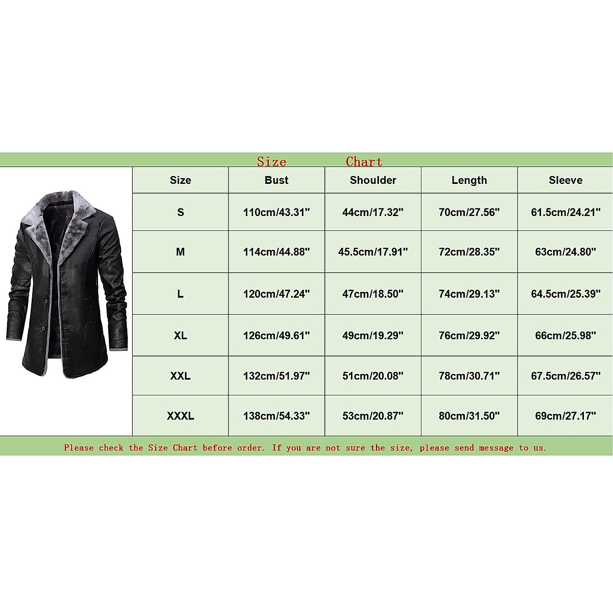 WOSJKDJ Mens Leather Jacket 3/4 Length Faux Leather Fur Coat Warm Winter Long PU Leather Jacket Lined Duster Trench Coat
