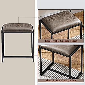 JESONVID Vanity Table with Upholstered Stool Set Makeup Dressing Table Desk with Tri-Fold Mirror 2 Drawers and Industrial Style Padded Stool for Bedroom Dressing Room 21304RC