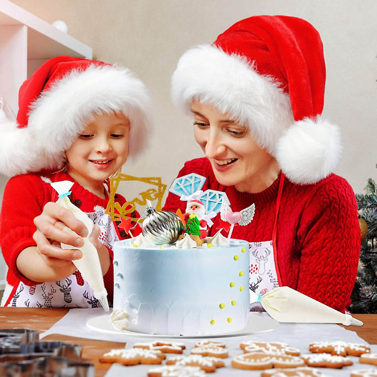 Piping Bags Disposable 100pcs, Leconico 12 Inch Thickened Pastry Bags, Anti Burst Frosting bags, Non-slip Icing Bags, Tipless Piping Bags with 2 Bag Ties 3 Cake Scraper for Royal Icing/Cake Decorating