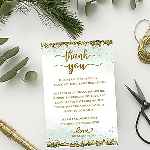 TENTADO 50 Wedding Thank You Place Cards, Thank You Table Sign, Wedding Reception Thank You Cards, Perfect for Table Centerpieces and Wedding Decorations, 4X6 inch.
