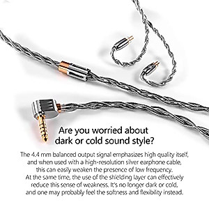 DD ddHiFi BC130A (Air Nyx) Silver Earphone Upgrade Cable with Shielding Layer, Available in 4.4mm L-Shape Plug and 2-Pin 0.78 Connector, Standard Length of 120cm