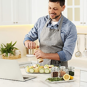 Oak & Steel 12 Pack 3.4oz Small Airtight Glass Spice Jars with Lids & Clip Top, 24 Labels & Chalk Pen - Square Bottles, Herb Jars, Mason Jars, Seasoning Containers