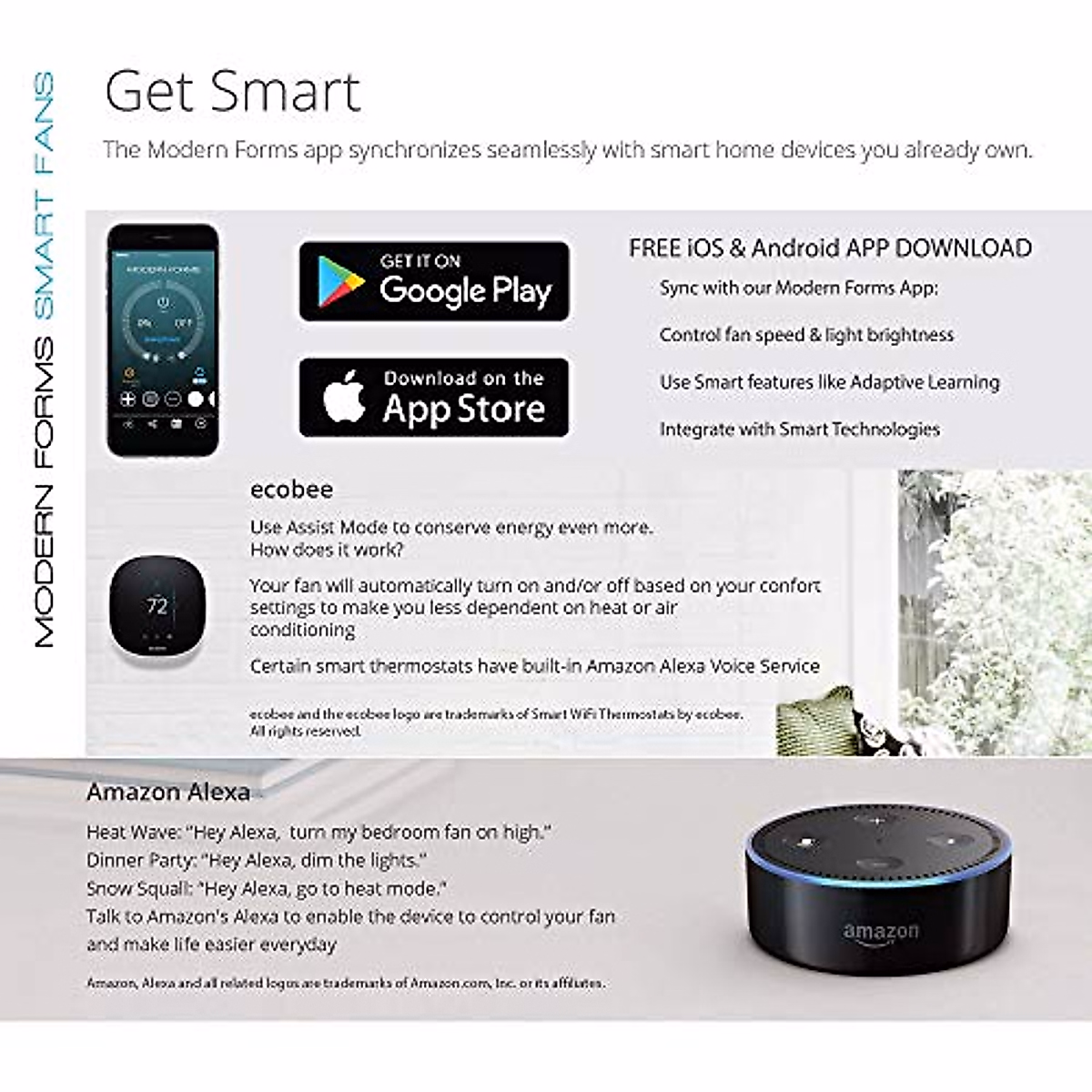 Vortex Smart Indoor and Outdoor 3-Blade Ceiling Fan 60in Automotive Silver with Remote Control works with Alexa, Google Assistant, Samsung Things, and iOS or Android App
