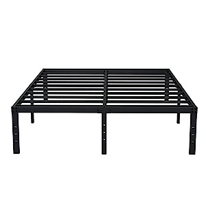 EMODA Full Size Bed Frame 16 Inch Heavy Duty Metal Platform Beds No Box Spring Needed with Sturdy Steal Slats Mattress Foundation, Easy Assembly, Noise Free, Black