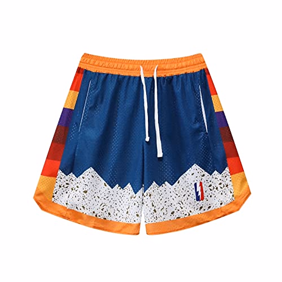 BOOMLEMON Men's Basketball Shorts Hip Hop Workout Athletic Shorts Mesh Print Running Short Pants(Blue XL)