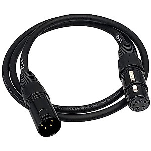 CESS-193-3fx1 Balanced 4-Pin XLR Male to 4-Pin XLR Female Extension Cable, Headphone Audio Extension Cable (3 Feet, 1-Pack)