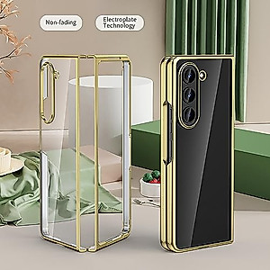 MATEPROX Clear Cases for Samsung Galaxy Z Fold 5 Case, Slim Thin Lightweight Protective Transparent Phone Cover with Electroplated Frame for for Samsung Galaxy Z Fold 5 5G-Gold