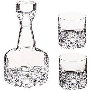 Orrefors Erik 3 Piece Set, Decanter and 2 Double Old Fashioned Glasses , One size -
