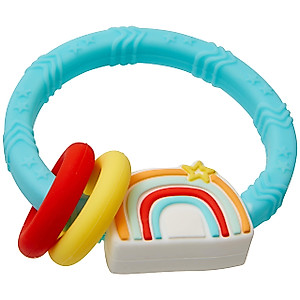C.R. Gibson BTEE-24550 Colorful Rainbow Ring 100% Food Grade Silicone Teether for Babies, 3.15" W x 3.25" L, Multicolor