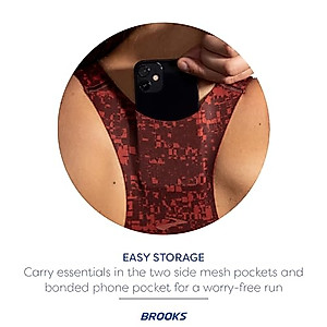Brooks Women's 3 Pocket Sports Bra for Running, Workouts & Sports - RR Glitch Print/Copper - 34 DD/E