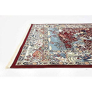 Unique Loom Narenj Collection Classic Traditional Hunting Scene Textured Design Area Rug, Rectangular 5' 0" x 8' 0", Burgundy/Tan