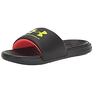 Under Armour Boy's Ansa Fixed Strap Slide Sandal, (007) Black/Black/Yellow Ray, 6 Big Kid