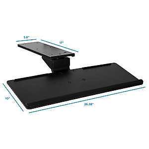 Mount-It! Under Desk Keyboard Tray and Mouse Platform, Ergonomic Computer Keyboard Drawer with Gel Wrist Pad, 17 inch Space Saving Track, Black (MI-7138)
