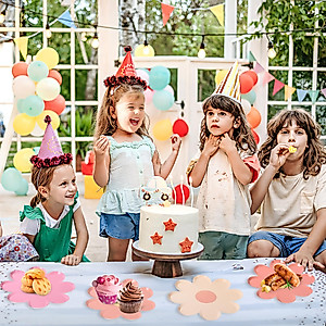 AimFun Daisy Paper Plates Groovy Party Plates Disposable 9inch Flower Shaped Dinner Plates Retro Boho Hippie Plates for Birthday Baby Shower Wedding Bridal Party Decor Supplies (36, Groovy)