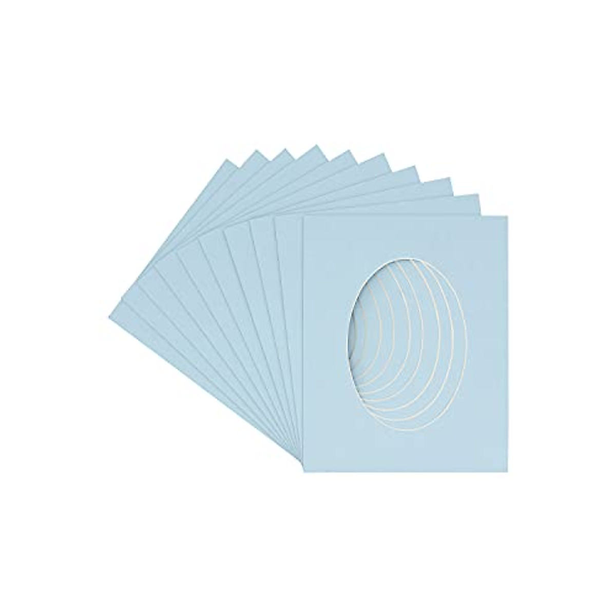 CountryArtHouse Baby Blue Acid Free 7x11 Oval Picture Frame Mat with White Core Bevel Cut for 5.5x8.5 Pictures - Fits 7x11 Frame - Pack of 10 Matboards