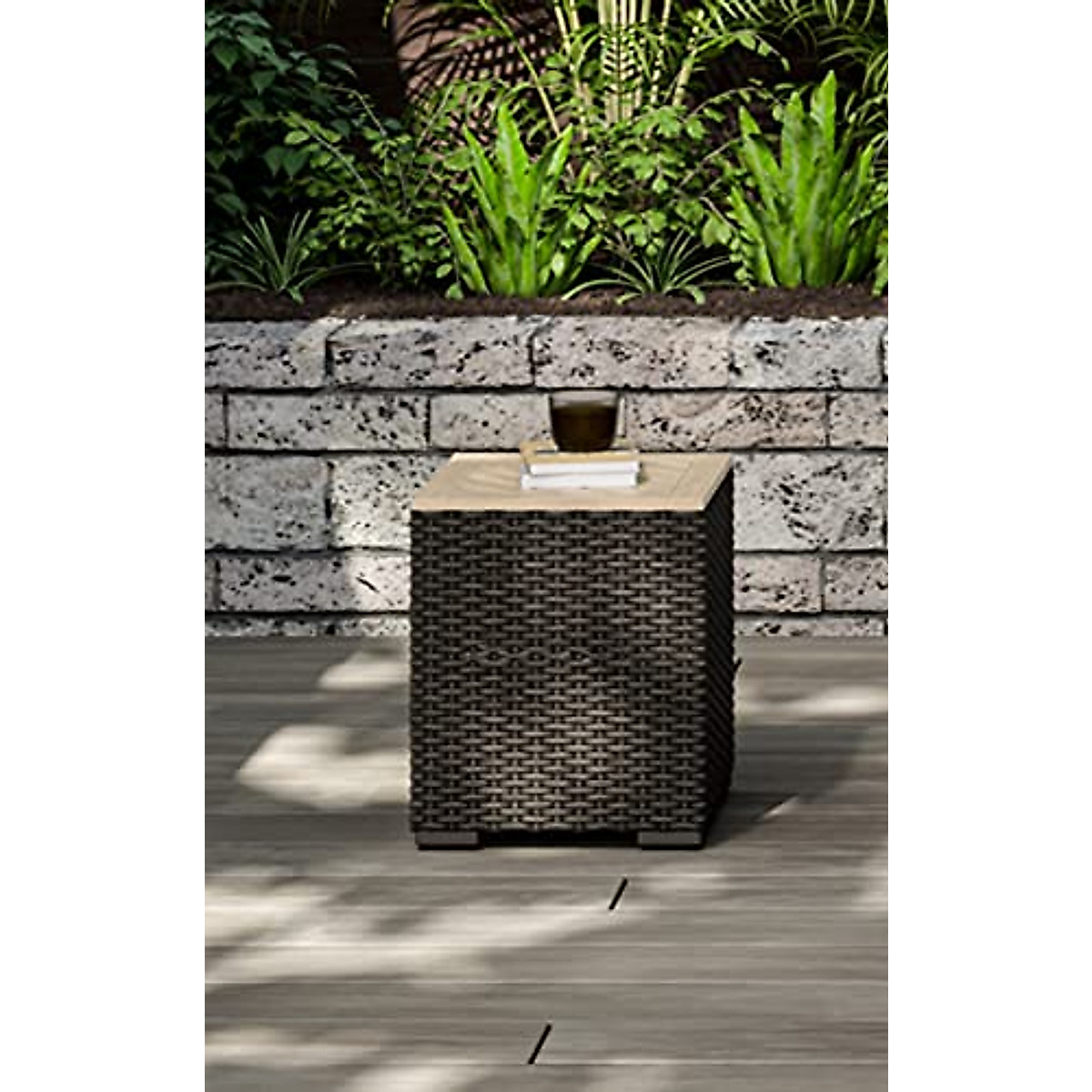 Homestyles Boca Raton Outdoor Side Table, Grey/Brown