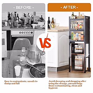 Mini Fridge Stand with Fixed Shelves, Over The Fridge Storage Organizer for Dorm, Kitchen, Office , Sturdy Metal Frame, Black, Multi Tier Shelf for Snacks, Drinks, Condiments, and Pantry Essentials