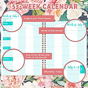 Teacher Planner 2023-2024 - 2023-2024 Teacher Planner, Academic Planner 2023-2024 from July 2023 to June 2024, 8" x 10", Teacher Lesson Plan Book with Quotes, Strong Twin-wire Binding - Floral