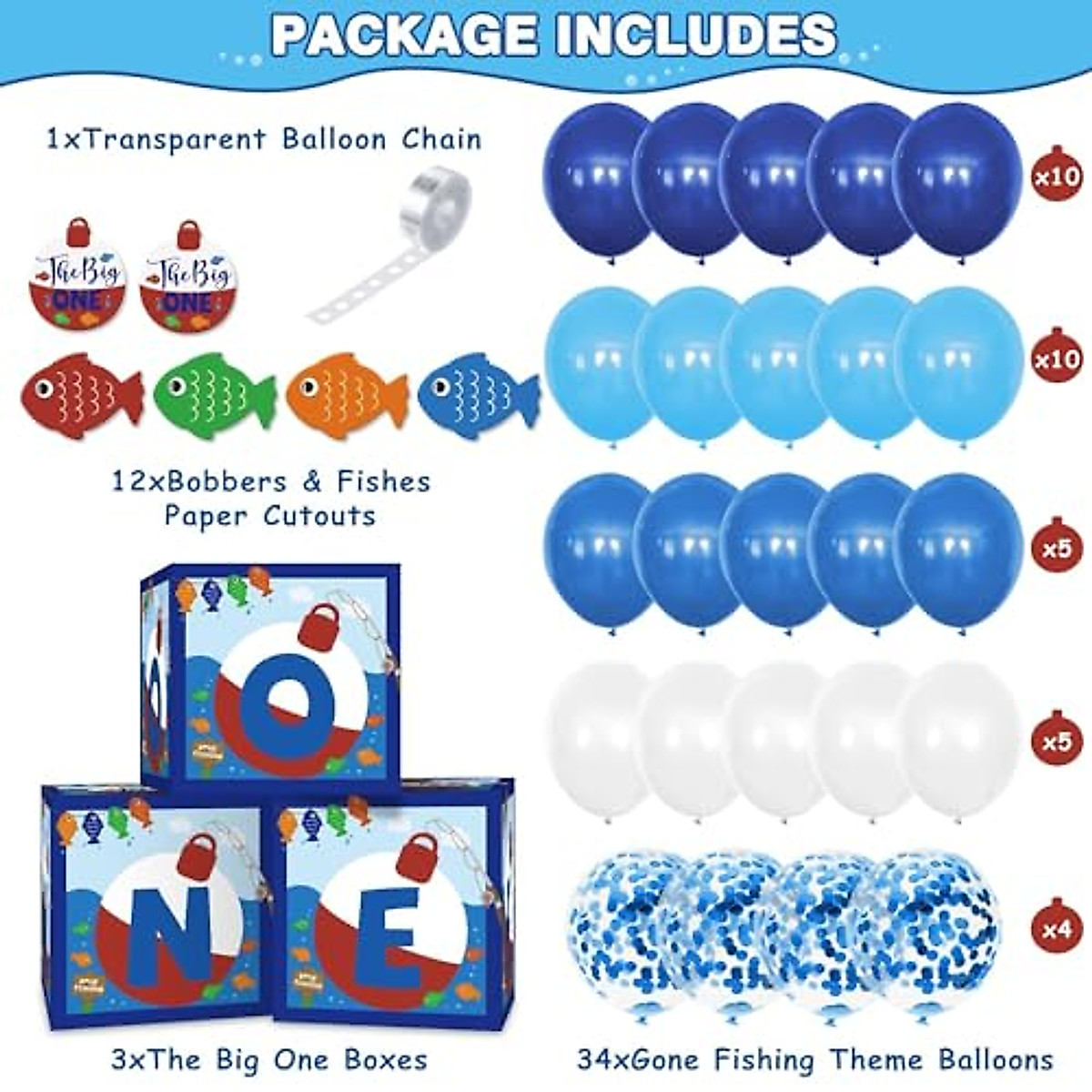 Yaaaaasss! Ofishally One Birthday Decorations First Birthday Decor Fishing Balloon Arch For Boy Ofishally One Balloon Arch Kit Gone Fishing Boxes Balloons Summer Birthday Party Supplies