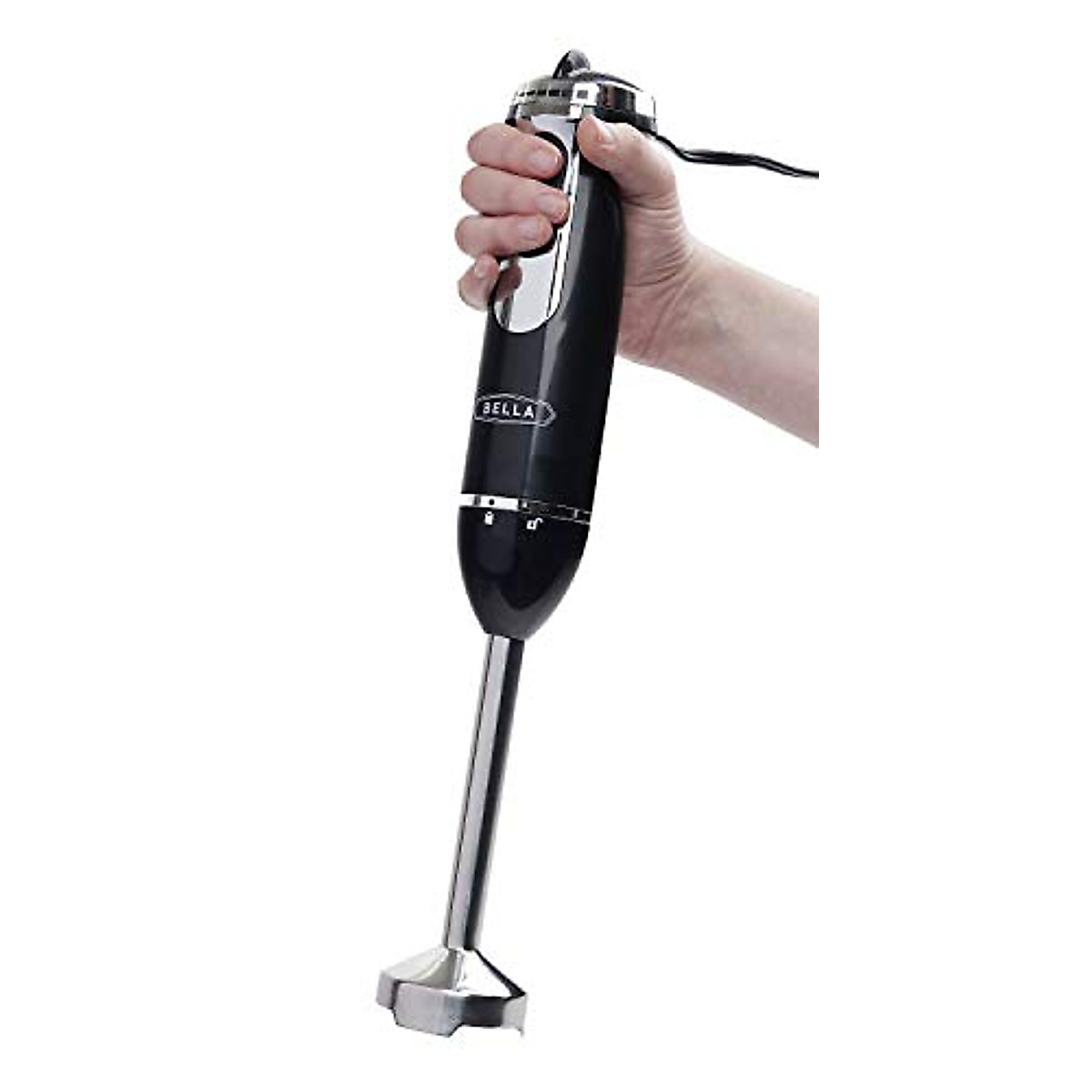 BELLA 10-Speed Immersion Blender with Attachments, 350 Watt, Immersion Blender with Dishwasher Safe Whisk & Blending Attachments for Food Prep, Black